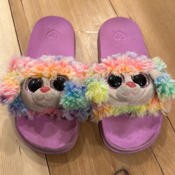 Ty | Shoes | Ty Beanie Boo Rainbow Puppy Slides Size 3 | Poshmark
